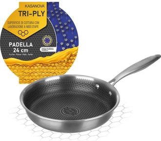 KASANOVA Antihaft-Pfanne Tri-ply, Wabenmuster-Beschichtung, f&uuml;r den Ofen und alle Kochfelder geeignet. (24 cm)