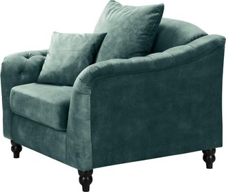 Red Living home24 Sessel Lovis Blau Samt Tomi 104 x 90 x 95cm