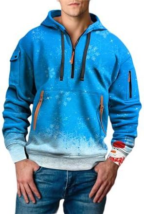 Generic Sweat à capuche imprimé floral 3D pour homme, pull à motif floral dynamique pour jeunes, pull à capuche décontracté pour homme, bleu, 3XL