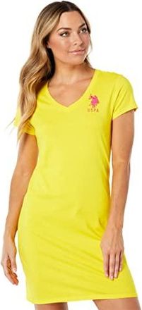 U.S.Polo Association Robe t-shirt à encolure en V profonde pour femme, Cyber jaune., Taille L