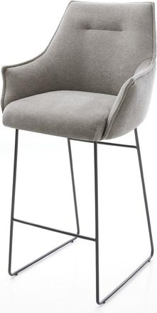 DELIFE Barstuhl Alja-Flex Strukturstoff Soft Grau Kufengestell Metall Schwarz Taschenfederkern, Barst&uuml;hle
