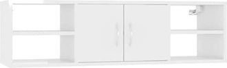 vidaXL &Eacute;tag&egrave;re Murale, Armoire Suspendue avec Rangement, &Eacute;tag&egrave;re dAffichage, Meuble de Salle de S&eacute;jour, Moderne, Blanc Brillant Bois dIng&eacute;nierie