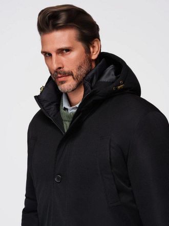 Ombre Winterjacke Elegante Herren-Parka mit Cargotaschen und Kapuze