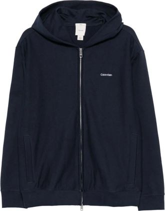 Calvin Klein SweaT-shirt zipp&eacute; Micro Logo - Homme - Sweatshirts et sweats &agrave; capuche - Bleu - Taille: L