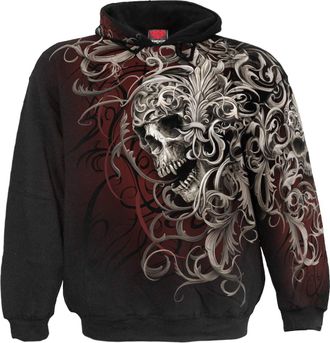 Spiral Skull Shoulder WRAP - Hoodie mit Allover-Motiv - Schwarz - S