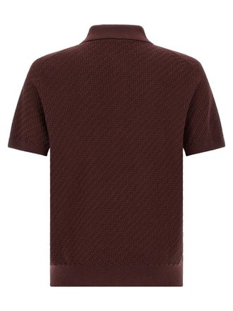 Brioni Trama Weaving Polo - Burgundy