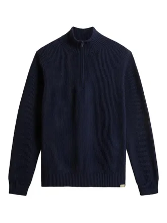Woolrich pull côtelé à col zippé - Bleu