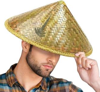 Generic Chatte de Paille Chinoise - Heads de Style Oriental, Chapeau Chinois Authentique | Chapeau Coolie pour la Protection Solaire, de Jardin, de p&ecirc;che, cas