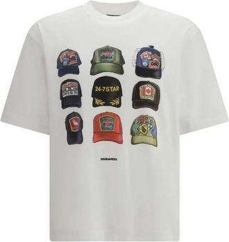 Dsquared2 Homme, Tops, Blanc, Taille: M T-shirt ras du cou en coton