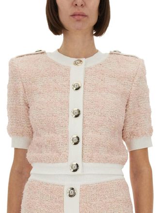 Balmain Tweed Cardigan - Pink