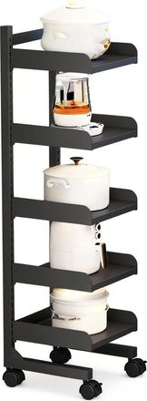 Generic Schmaler Gap-Wagen, Schlanker Roll-Aufbewahrungswagen, Badezimmer-Organizer-Schrank, Verstellbare Regalh&ouml;he, for Schmale Badezimmer-Ecken(Black,33x28x