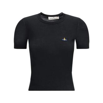 Vivienne Westwood Iconic Logo Strick-T-Shirt - - Tops - Damen - Schwarzk - S