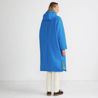 Lands End Umziehmantel mit Teddyfutter, Damen, Größe:44-46 regular, Blau, Polyester, by Lands End