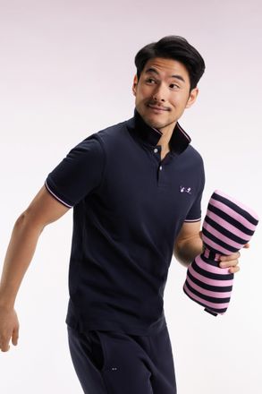 Eden Park Polo &Agrave; Manches Courtes En Coton Marine Broderie Cercl&eacute;e