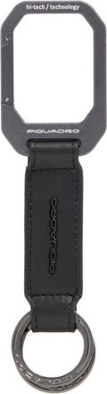 Piquadro Leder-Schl&uuml;sselanh&auml;nger mit Karabiner und zwei Ringen - - Accessories - Herren - Schwarzk - ONE SIZE