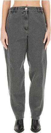 Patou Femme, Jeans, Gris, Taille: 40 FR Pantalon en denim fusel&eacute; taille haute