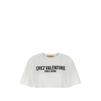 Valentino Chez Cotton T-Shirt - - Tops - Damen - Wei&szlig; - XS