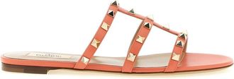 Valentino Garavani Femme, Chaussures, Orange, Taille: 41 EU Rockstud Flat Slide Sandal