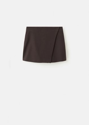 Mango Jupe short portefeuille chocolat - Femme - 32 - MANGO