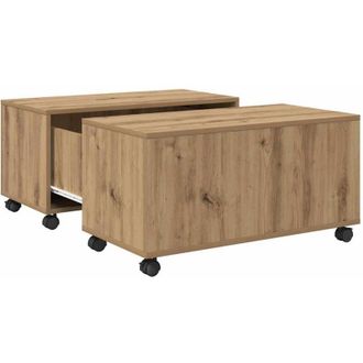 vidaXL Vidaxl - Table basse ch&ecirc;ne artisanal 75 x 75 x 38 cm Bois ding&eacute;nierie