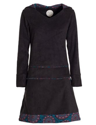 vishes Alternative Bekleidung - Extra warmes Winterkleid Damen Pullover-Kleid Sweatkleid Eco-Fleece schwarz 38-40