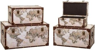 Atmosphera Atmosphera - Lot de 4 Malles Mappemonde 56cm Multicolore