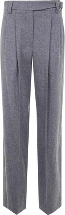 Brunello Cucinelli Femme, Pantalons, Gris, Taille: 38 FR Pantalon de laine pliss&eacute;