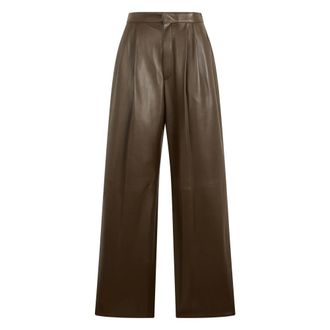 Bottega Veneta Femme, Pantalons, Brun, Taille: 36 FR Pantalon Large en Cuir