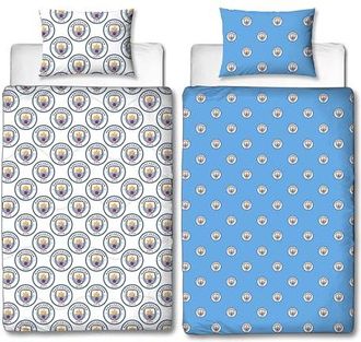 Manchester United Character World Manchester City FC Parure de lit Simple r&eacute;versible sans Housse de Couette et taie doreiller Lavable pour Voyage 10,5 tog