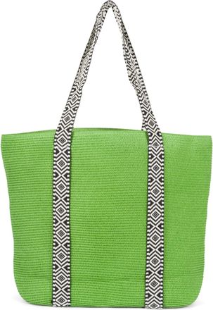 styleBREAKER Strandtasche Papierstroh Strandtasche Azteken Muster