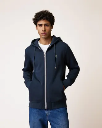 Faguo Sweat zipp&eacute; &agrave; capuche bleu marine