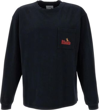 Rhude American Spirit Langarm-Taschen-T-Shirt - - Tops - Herren - Schwarzk - S