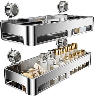 Generico &Eacute;tag&egrave;re de salle de bain - &eacute;tag&egrave;re pour tasse daspiration mont&eacute;e sans per&ccedil;age | organisateur rouill&eacute; pour shampooing, savon, gel douche | rangement po