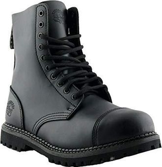 Grinders Stag CS Unisexe En Cuir Noir 10 Oeillet Trou En Acier Toe Cap Sécurité Militaire Punk Bottes 39