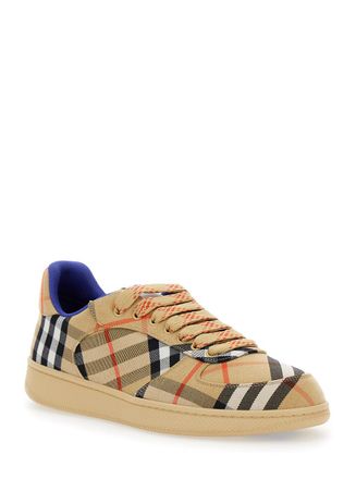 Burberry Mens Low-Top Sneakers Beige Polyester Cotton Trainers