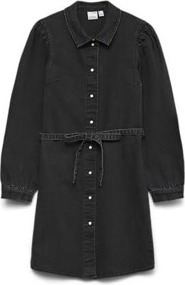 Vero Moda Vero Moda Short Belt Dress Vmkamille Ls Robe Courte avec Ceinture, Jean Noir, XS Femmes
