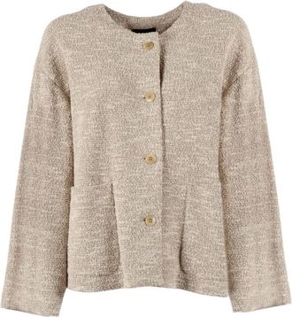 Emporio Armani Femme, Pulls, Beige, Taille: 38 FR Cotton Blend Blazer Jacket