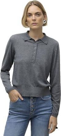 Vero Moda Awsikita Ls O-Neck Polo Knit Noos col Rond, Mélange de Gris Moyen, XL Femmes