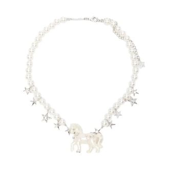 Yvmin Yvmin, Femme, Accessoires, Blanc, Taille: ONE Size Pony Star Pearl Chain Necklace