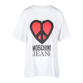 Moschino Baumwoll-T-Shirt mit Frontlogo-Druck - - Tops - Damen - Wei&szlig; - M