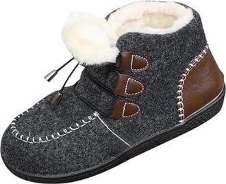 Generic Bottes de neige pour femme Bottes &agrave; plateforme femmes Bottines mi mollet femme cuir avec Lacets large bas,Bottines de Neige Fourrure Doubl&eacute; Chaud Outd