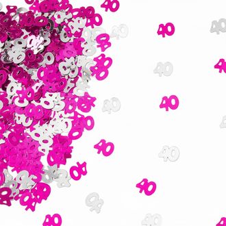 Shatchi Confetti 2 Packungen x Pink 40. Geburtstag Konfetti Party Dekorationen Tischdekoration Karten Streuseln Frauen Geschenke 14g Silber, Rosa und silberfa