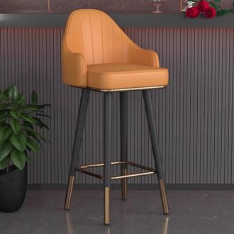 Generic Drehbare Barhocker in Tresenh&ouml;he, Landhausstil-K&uuml;chenst&uuml;hle aus PU-Leder mit R&uuml;ckenlehne und stabilen Metallbeinen - 2er-Set