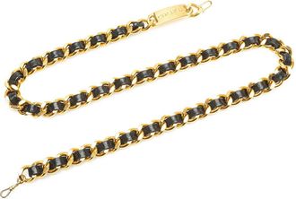 Chanel G&uuml;rtel - Gold Plated Medallion Leather Woven Chain Belt - Gr. ONE SIZE - in Gold - f&uuml;r Damen
