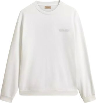 Woolrich Homme, Sweatshirts et sweats &agrave; capuche, Blanc, Taille: S Macro Logo Crewneck