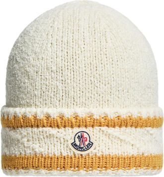 Moncler Bonnet rayé en laine et coton mélangés