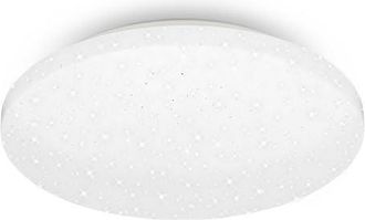 Briloner LED Deckenlampe mit Sternendekor, LED Deckenleuchte Bad IP44, gelochtes Dekor, neutralweißes Licht, Ø275 mm, Weiß