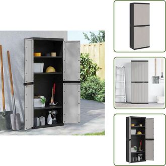 vidaXL Gartenschrank Grau und Schwarz 65x37x165 cm pp - Gartenschrank - Aufbewahrungsbox - Au&szlig;enaufbewahrung - Werkzeugschrank - Gardenausstattung - The