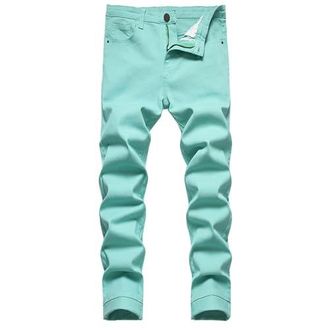 Generic Jeans d&eacute;contract&eacute;s printemps et &eacute;t&eacute; pour hommes, jambe droite, grande taille, pantalon de mode, souvenir de maison, Vert, XXL