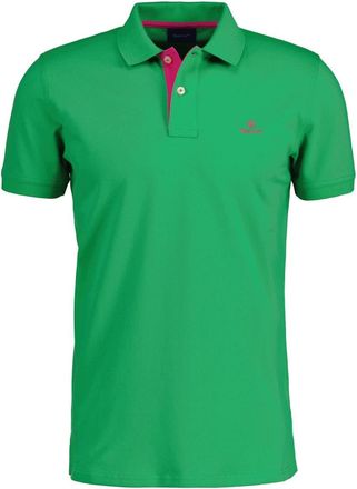 GANT Herren Contrast Collar Pique SS Rugger KONTRASTFARBENDES Poloshirt MIT Kurzarm, MID Green, M